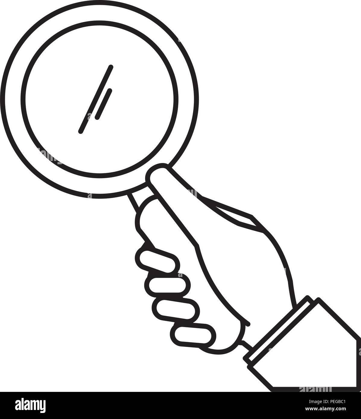 hand human with magnifying glass vector illustration design Stock ...