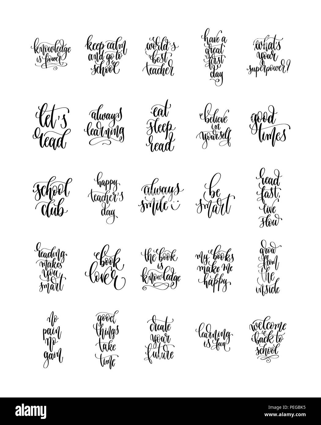Back school hand lettering greeting hi-res stock photography and images ...