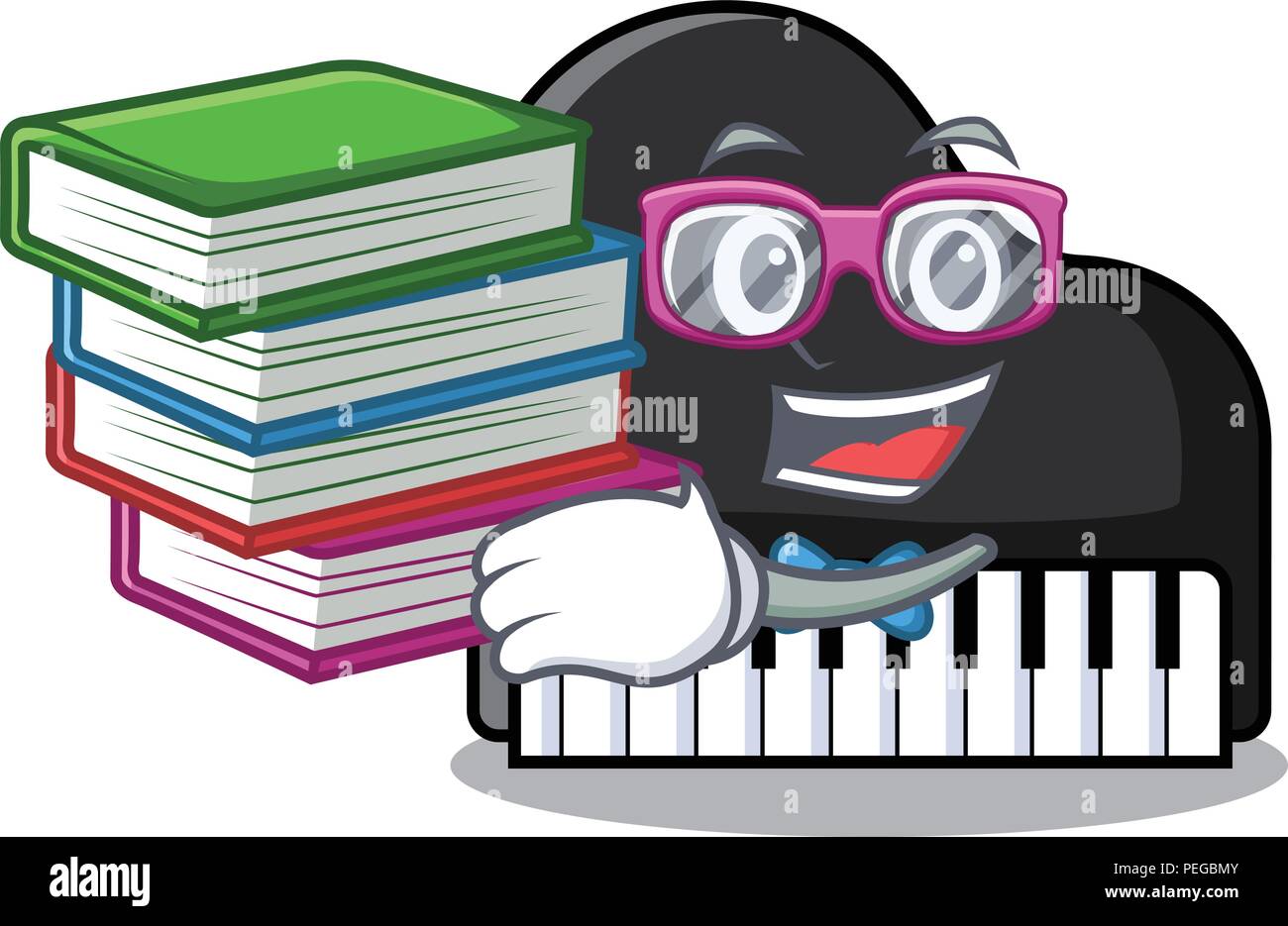 Student with book piano mascot cartoon style Stock Vector Image & Art ...