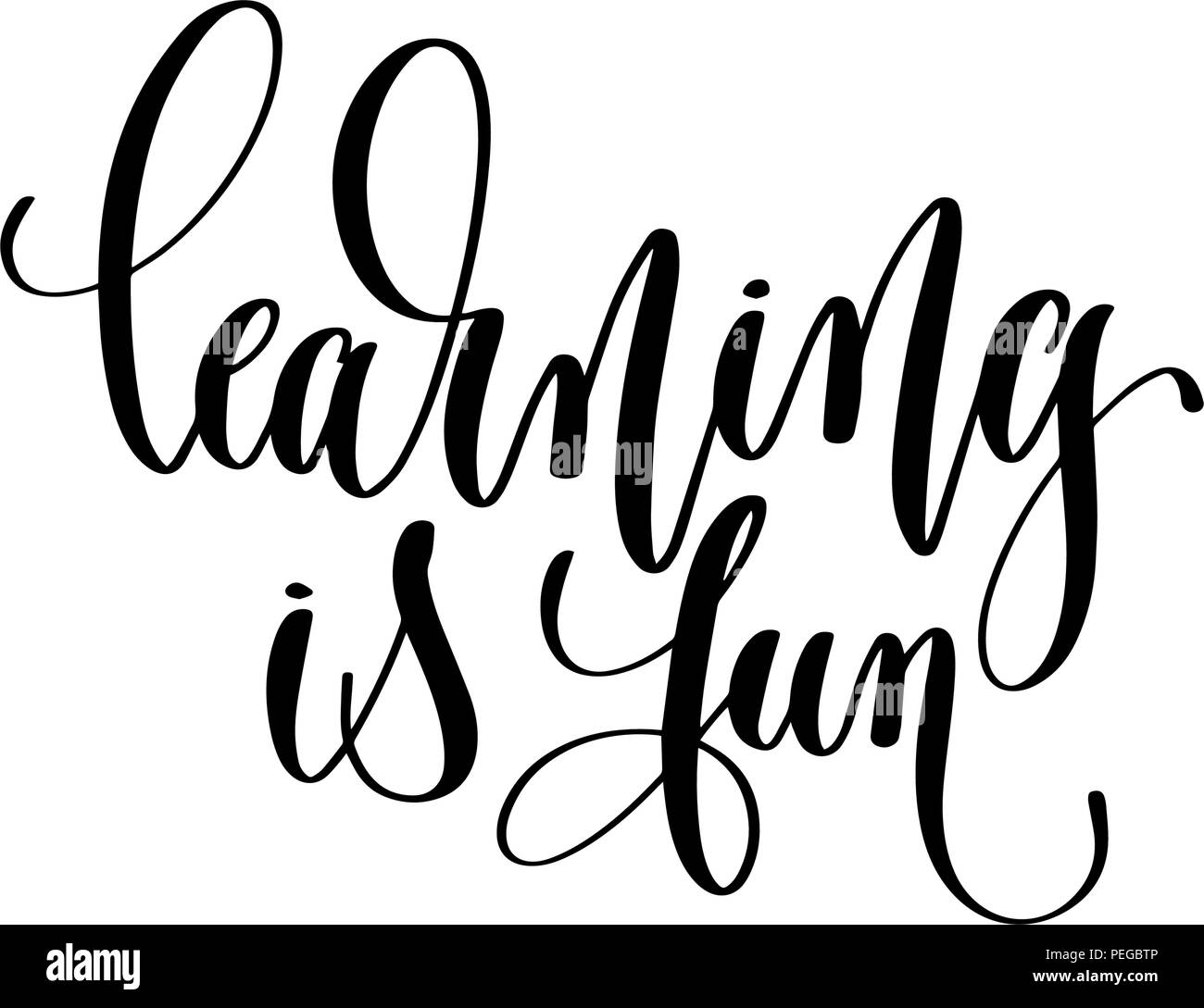 learning is fun - hand lettering inscription text for back to sc Stock ...