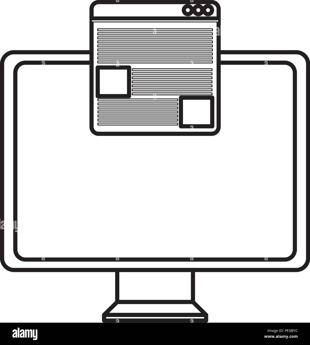 monitor computer with template webpage vector illustration design Stock ...