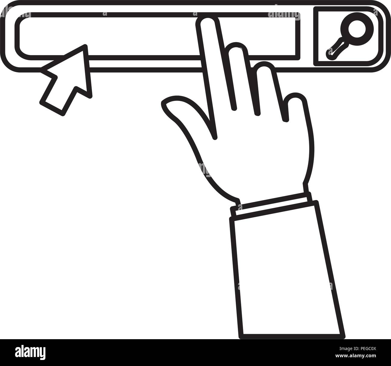 hand with search bar browser interface vector illustration design Stock ...