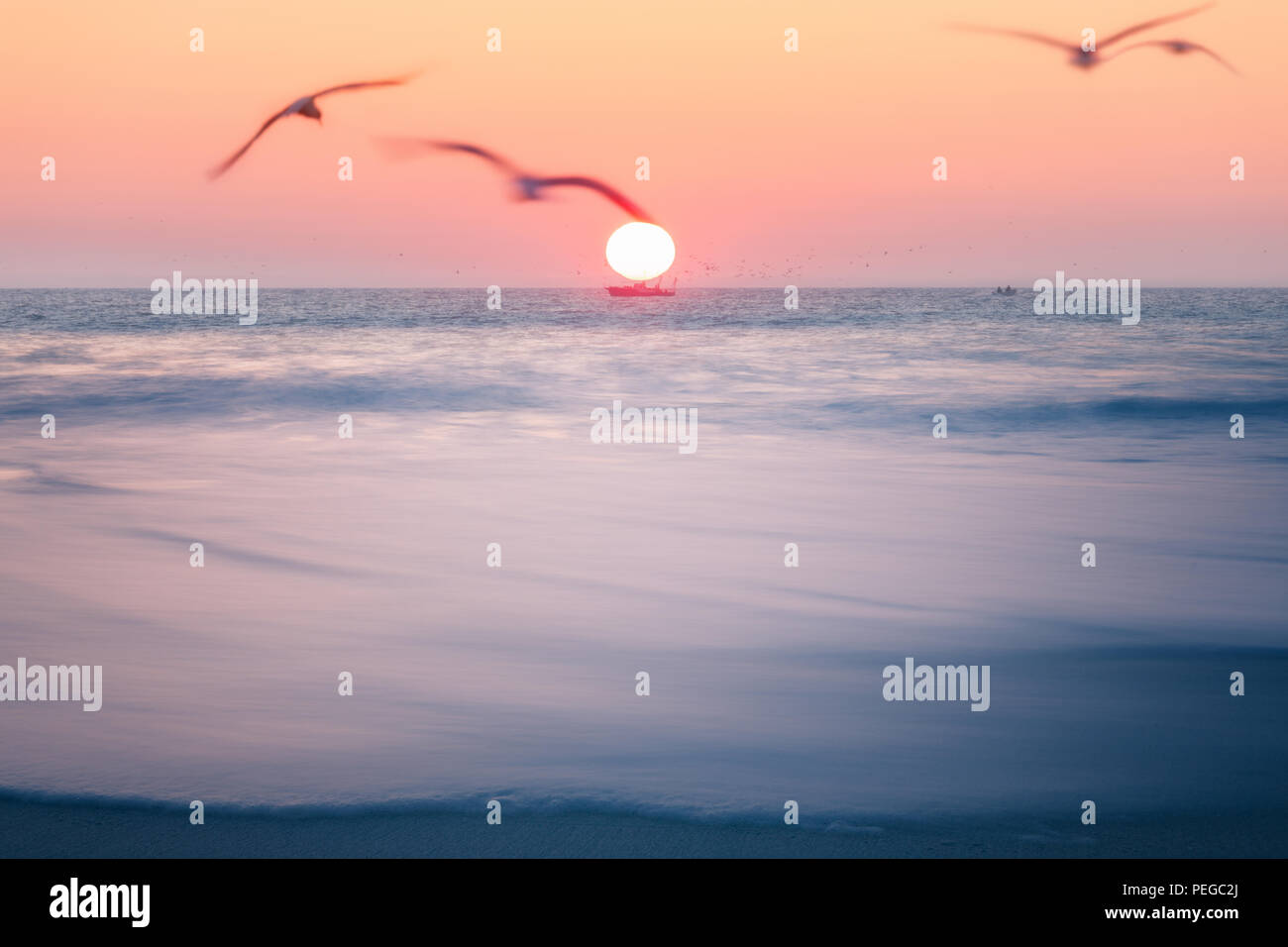 Florida Atlantic ocean beach sunset in soft pastel colors Stock Photo ...