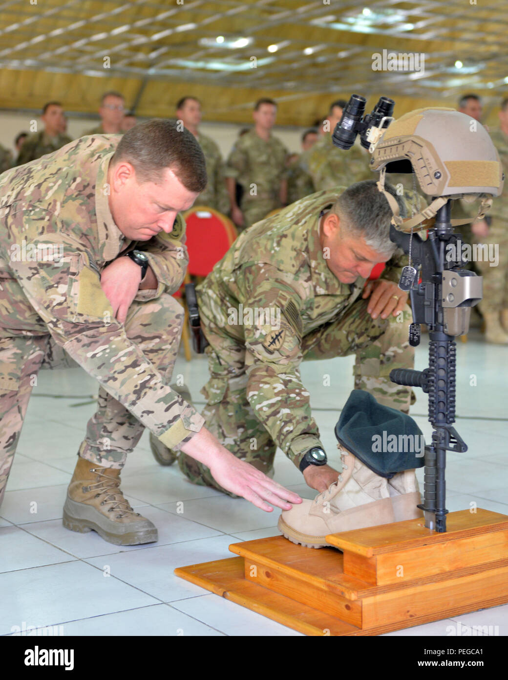 KABUL, Afghanistan (Aug. 13, 2015) Brig. Gen. Tony D. Bauernfeind, left ...
