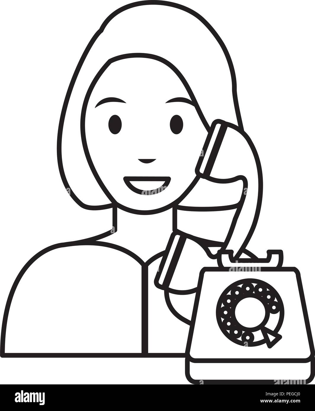 woman calling with telephone vector illustration design Stock Vector ...