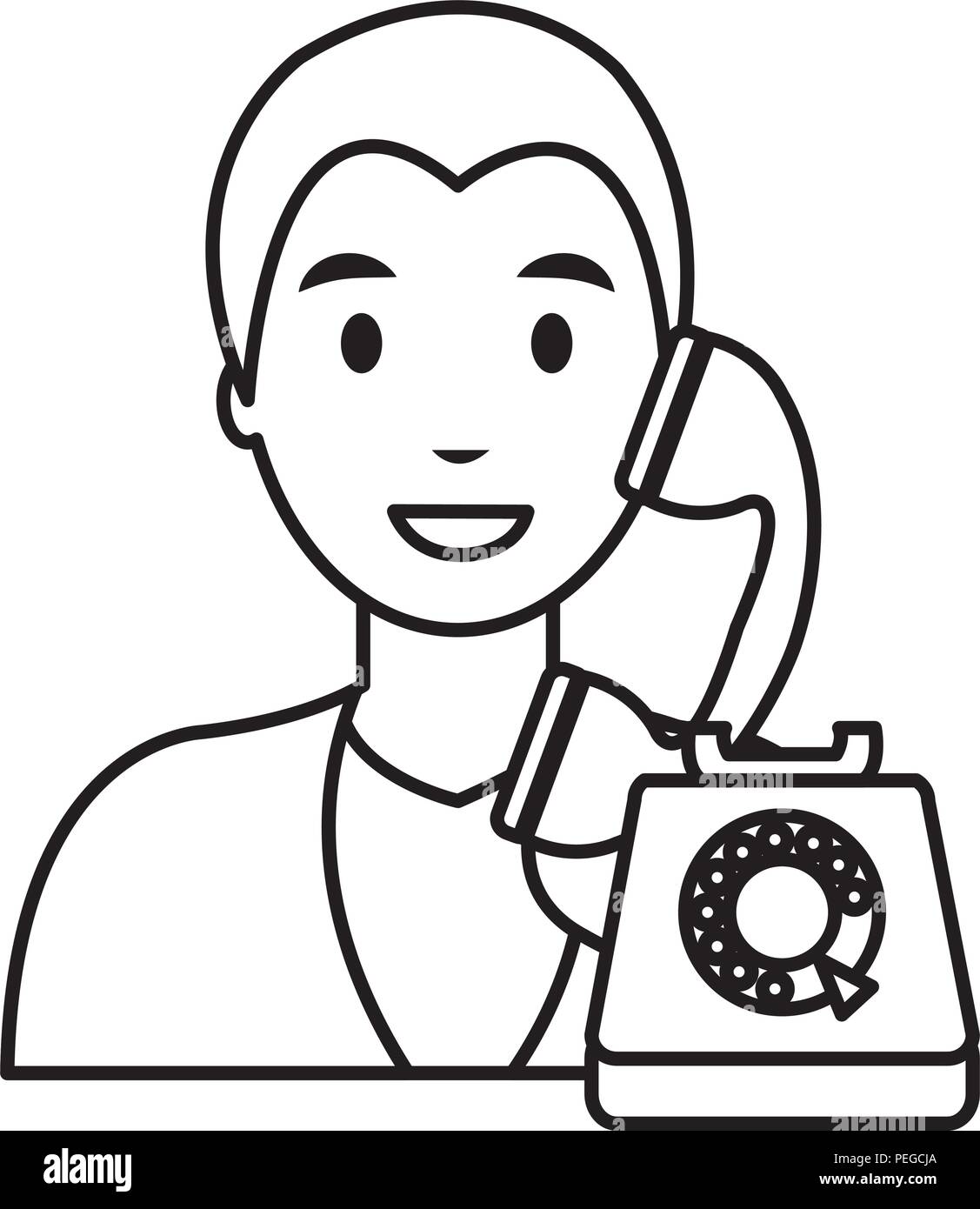call center agent with telephone vector illustration design Stock ...