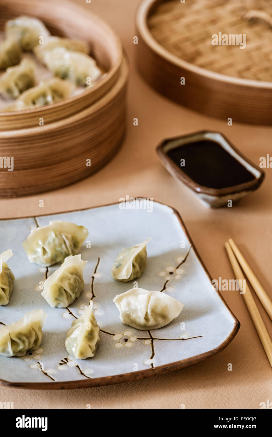Steam gyoza dumpling hi-res stock photography and images - Alamy