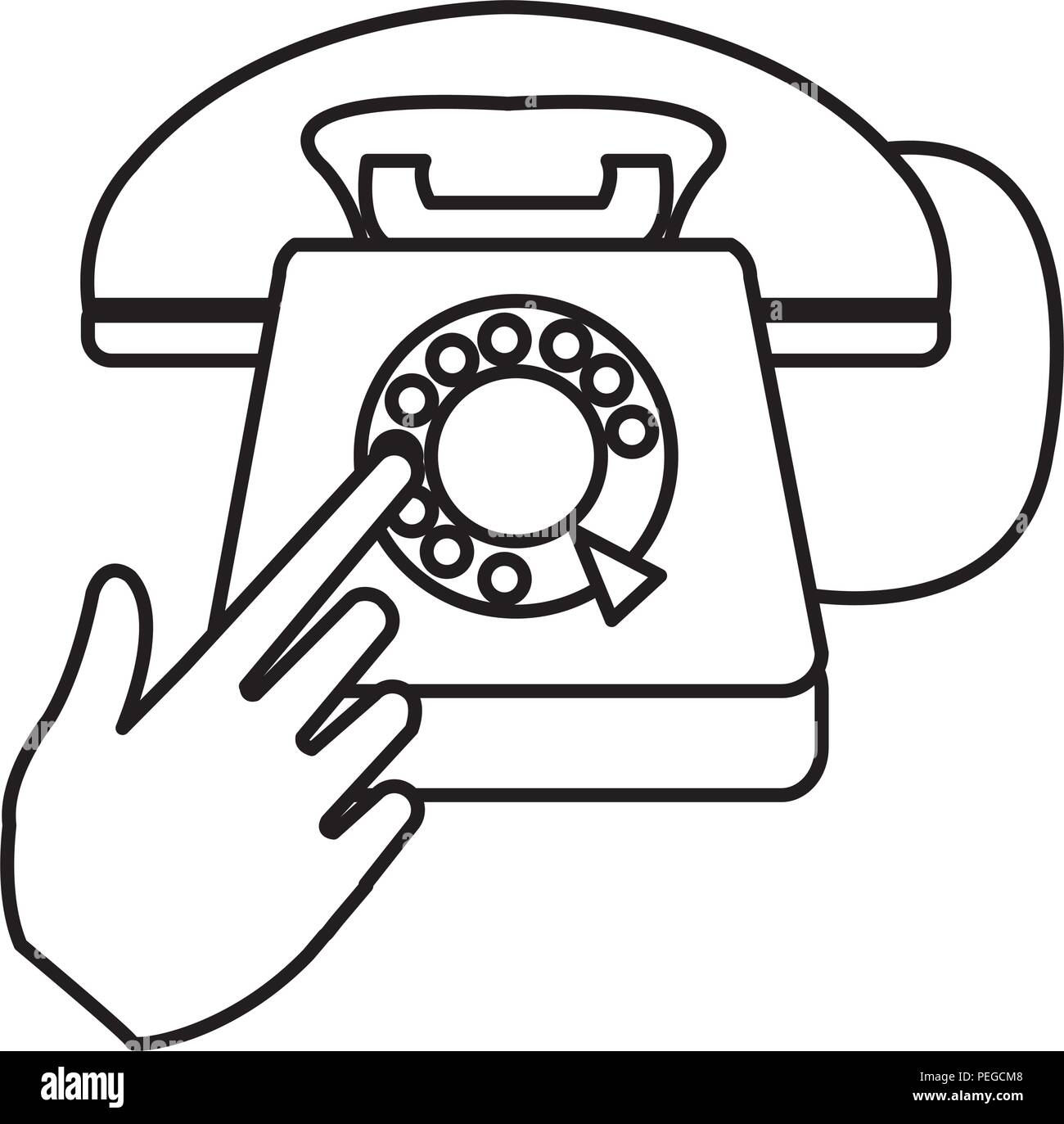 hand using telephone icon vector illustration design Stock Vector Image ...