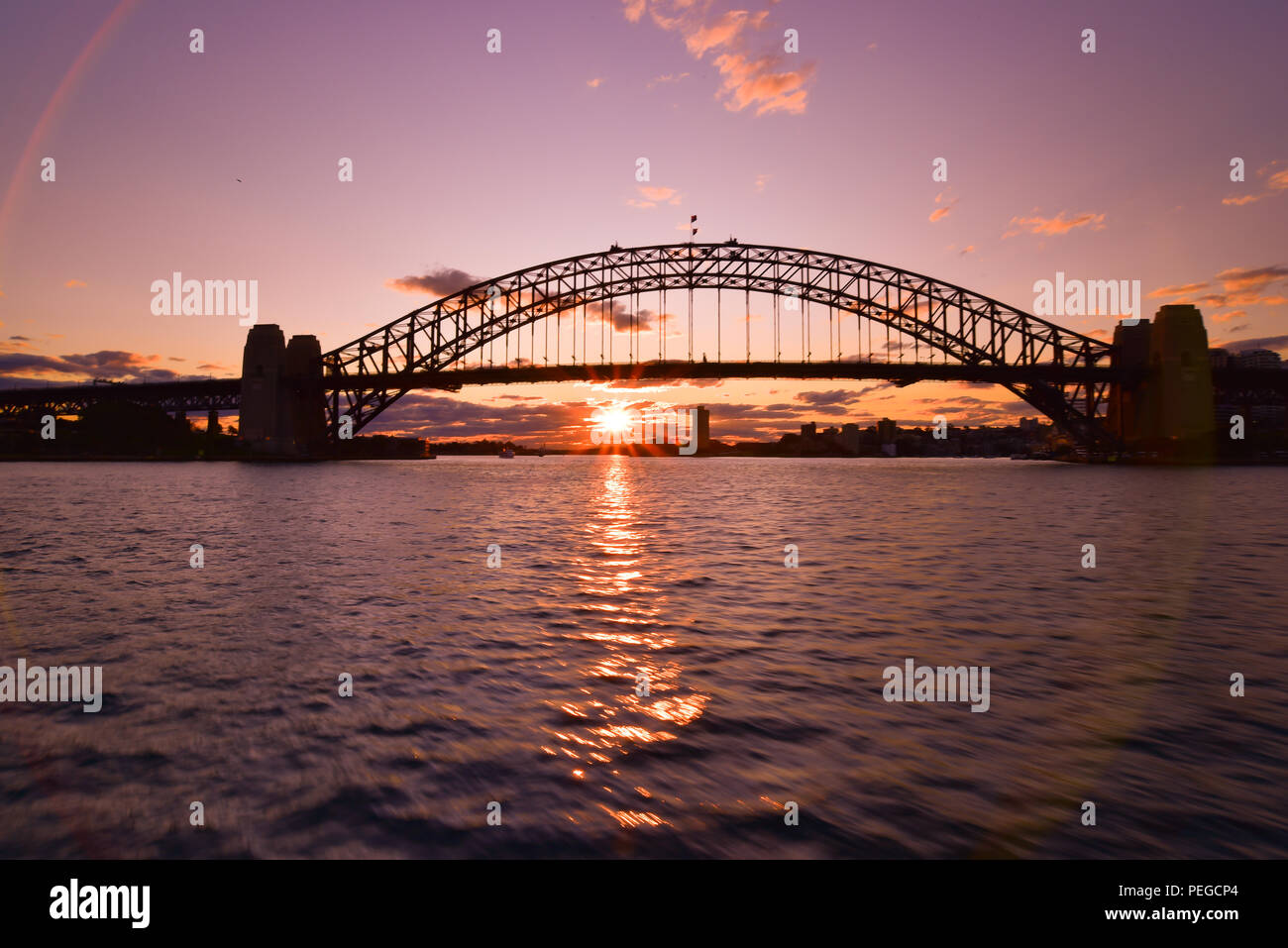 Silhouette of Sydney Harbour Bridge at sunset time Stock Photo - Alamy