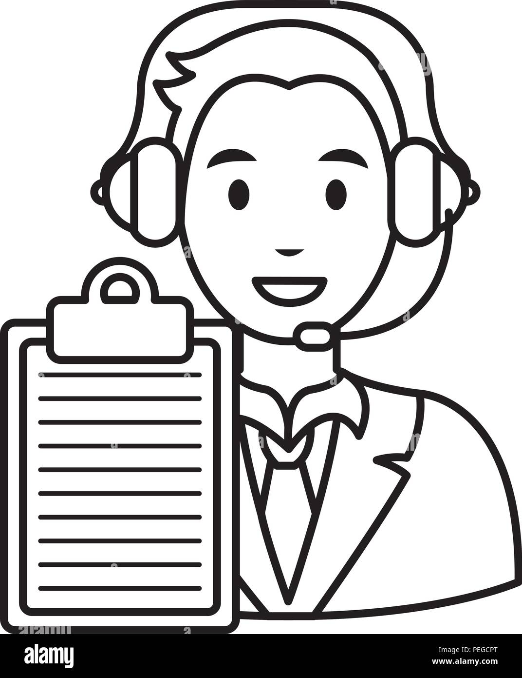 call center agent with headset and checklist vector illustration design ...
