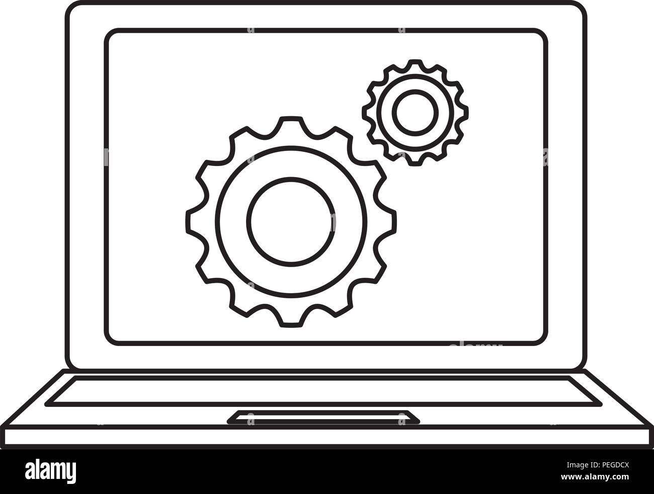 computer laptop with gears vector illustration design Stock Vector ...