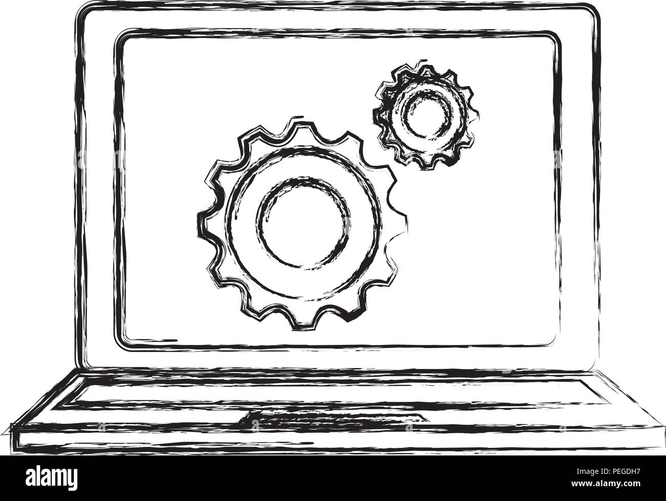 computer laptop with gears vector illustration design Stock Vector ...