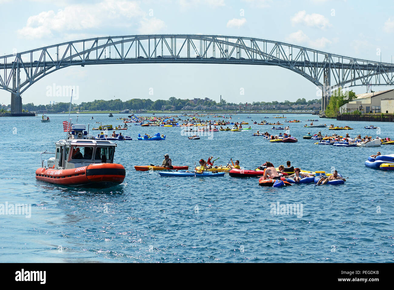 A U.S. Coast Guard boat crew from Coast Guard Station Port Huron, Mich ...