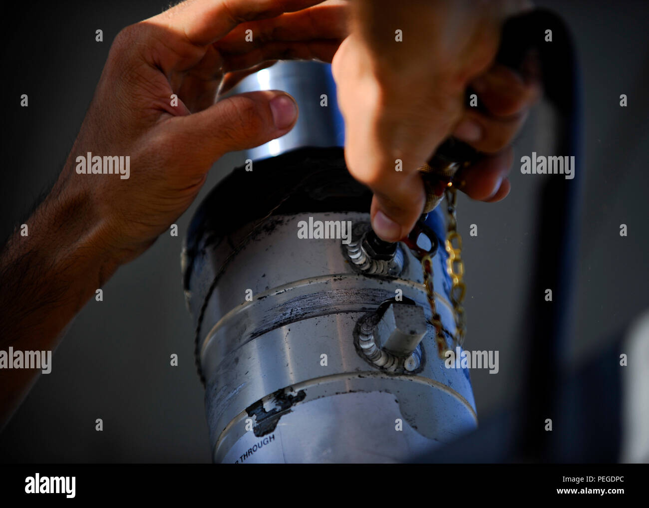 An Airman from the 22nd Aircraft Maintenance Squadron hydraulics shop ...