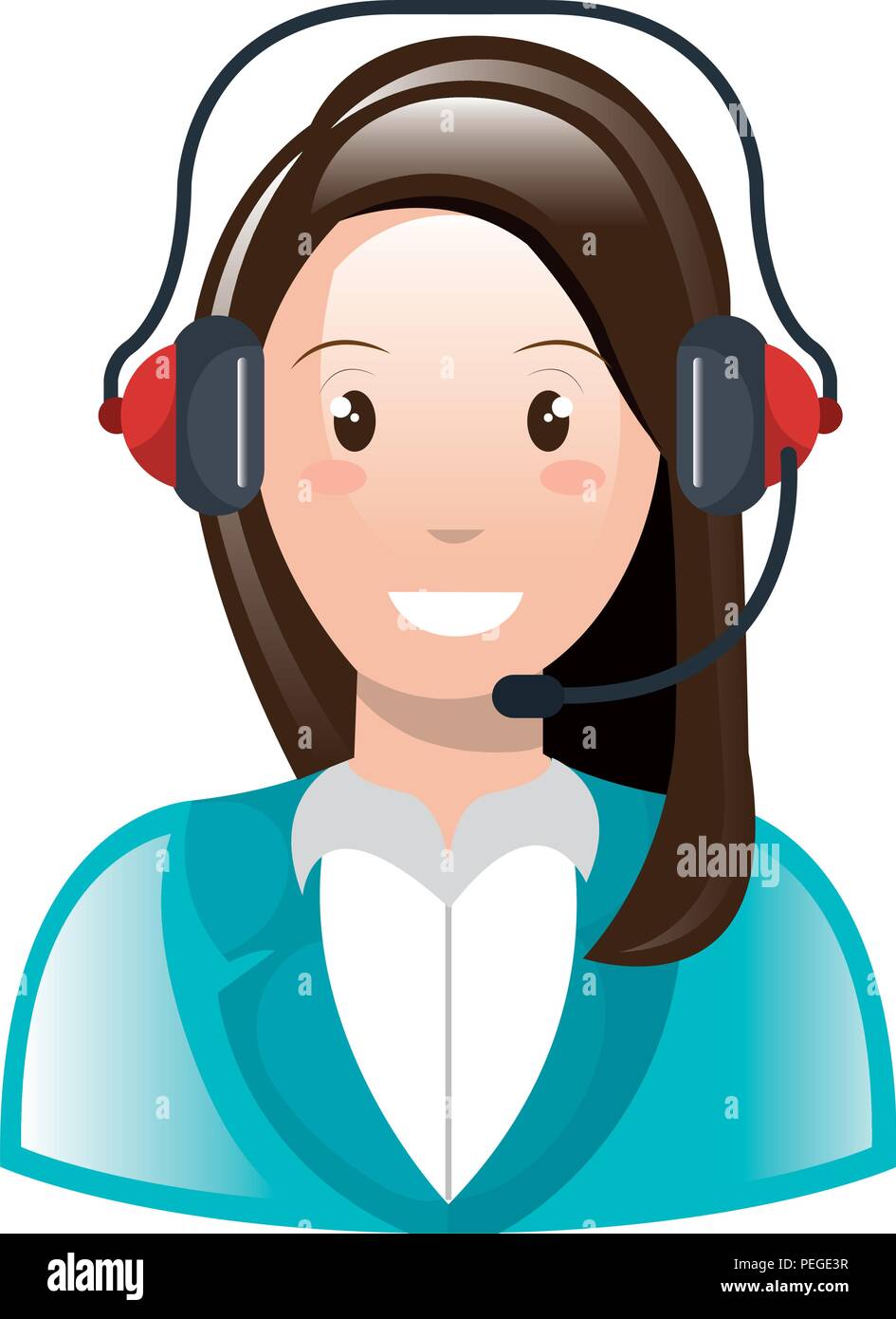 call center woman with headset character vector illustration design ...