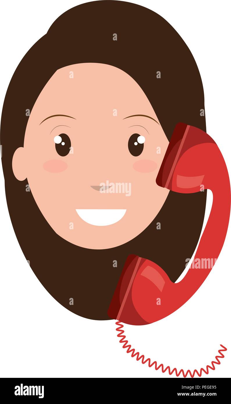 woman calling with telephone vector illustration design Stock Vector ...