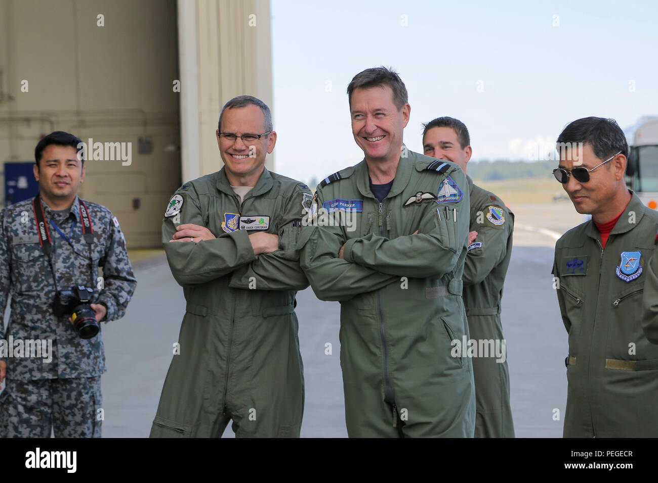 U.S. Air Force Col. Charles Corcoran, 2nd left, and Royal Air Force Air ...