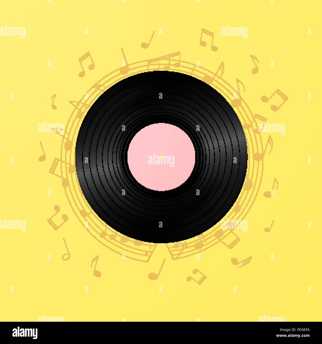 Retro vinyl record card background. Vintage 1980s music illustration ...