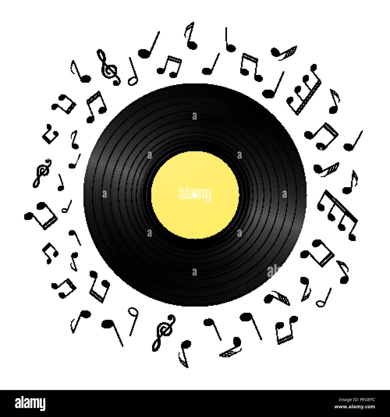 Retro vinyl record card background. Vintage 1980s music illustration ...