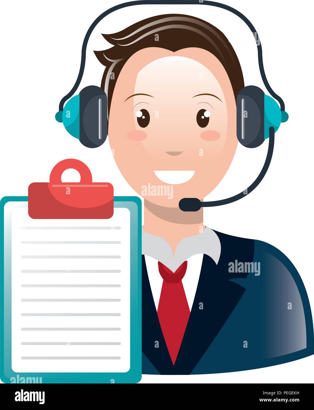call center agent with headset and checklist vector illustration design ...