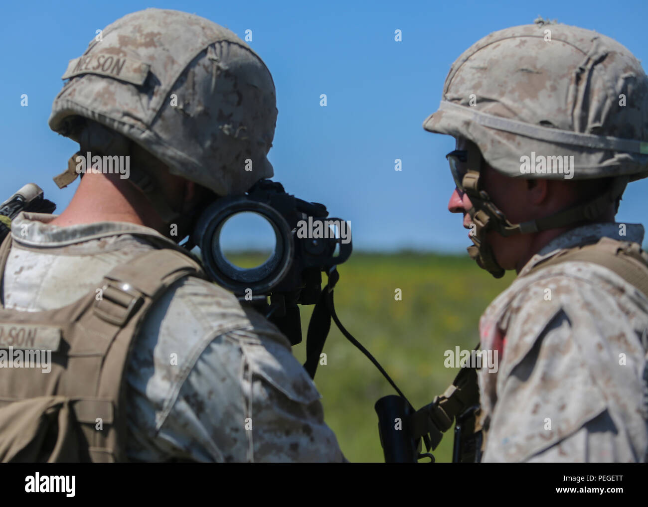 Marines with Alpha Company, 2nd Combat Engineer Battalion, practice ...