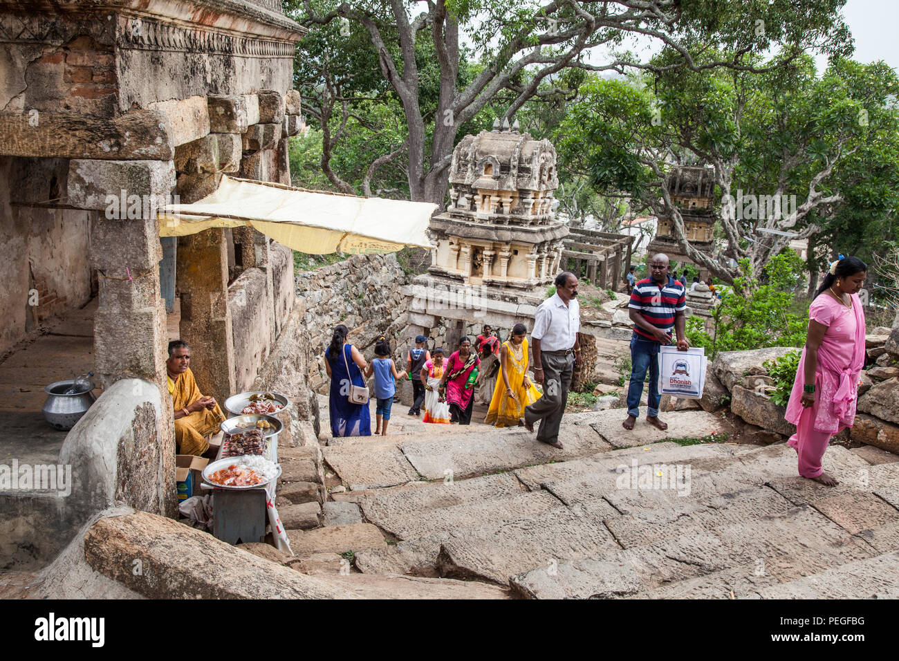 Steps to Yoga Narashima Temple, Melukote, India Stock Photo - Alamy