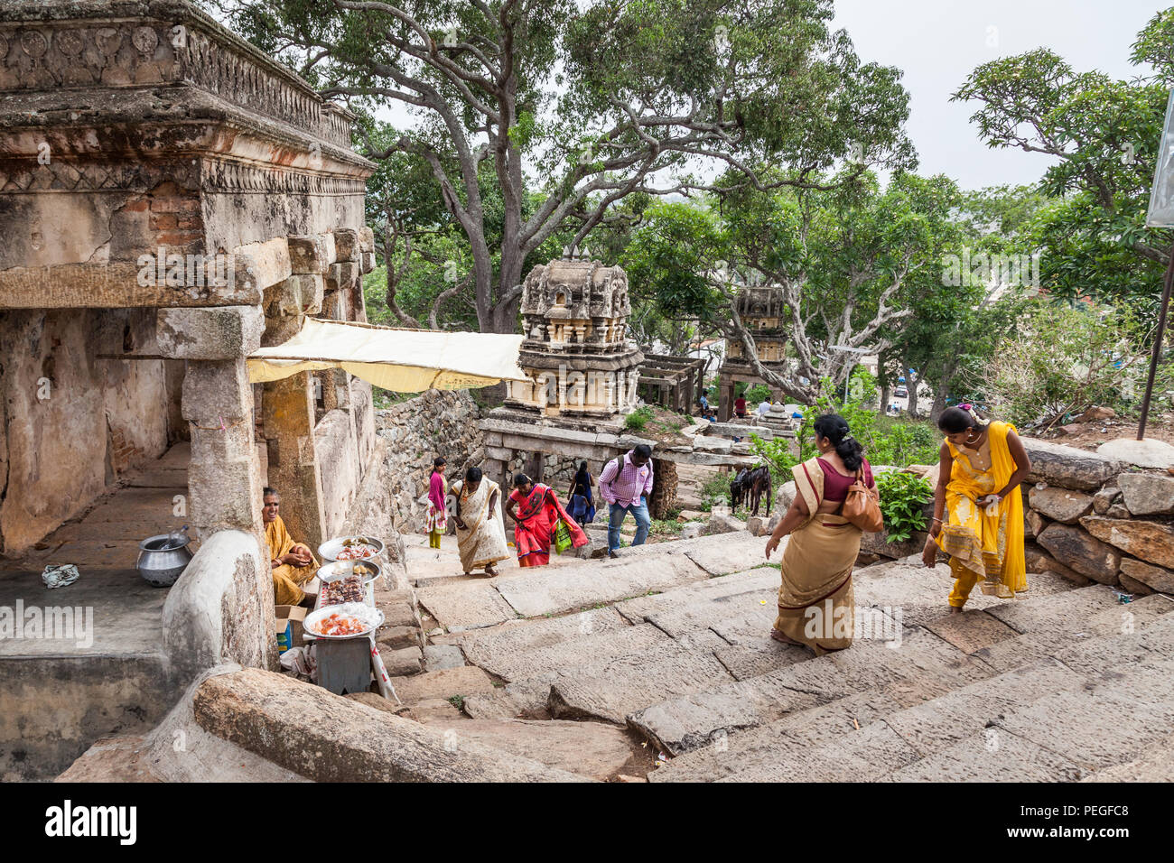 Steps to Yoga Narashima Temple, Melukote, India Stock Photo - Alamy