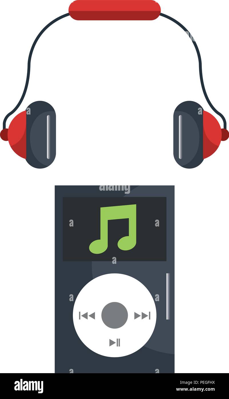 music player mp3 with headphone vector illustration design Stock Vector ...
