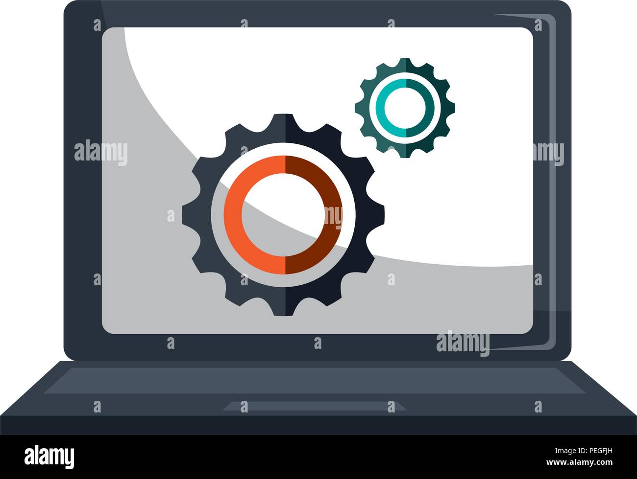 computer laptop with gears vector illustration design Stock Vector ...