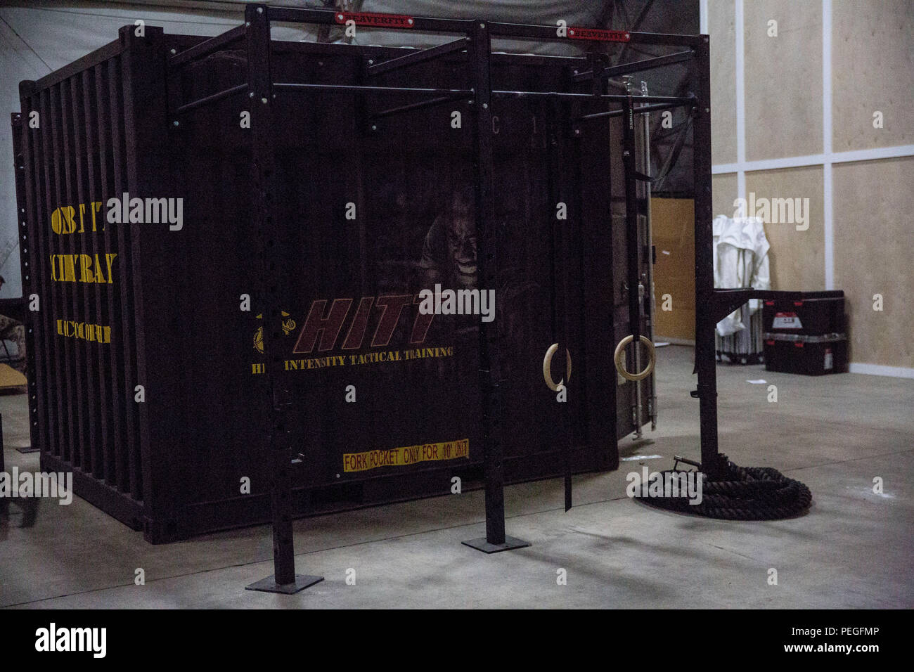 A mobile High Intensity Tactical Training (HITT) gym was erected aboard ...