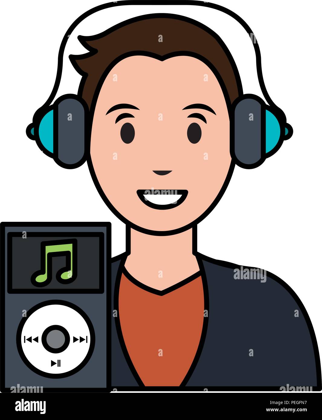 young man with music player character vector illustration design Stock ...
