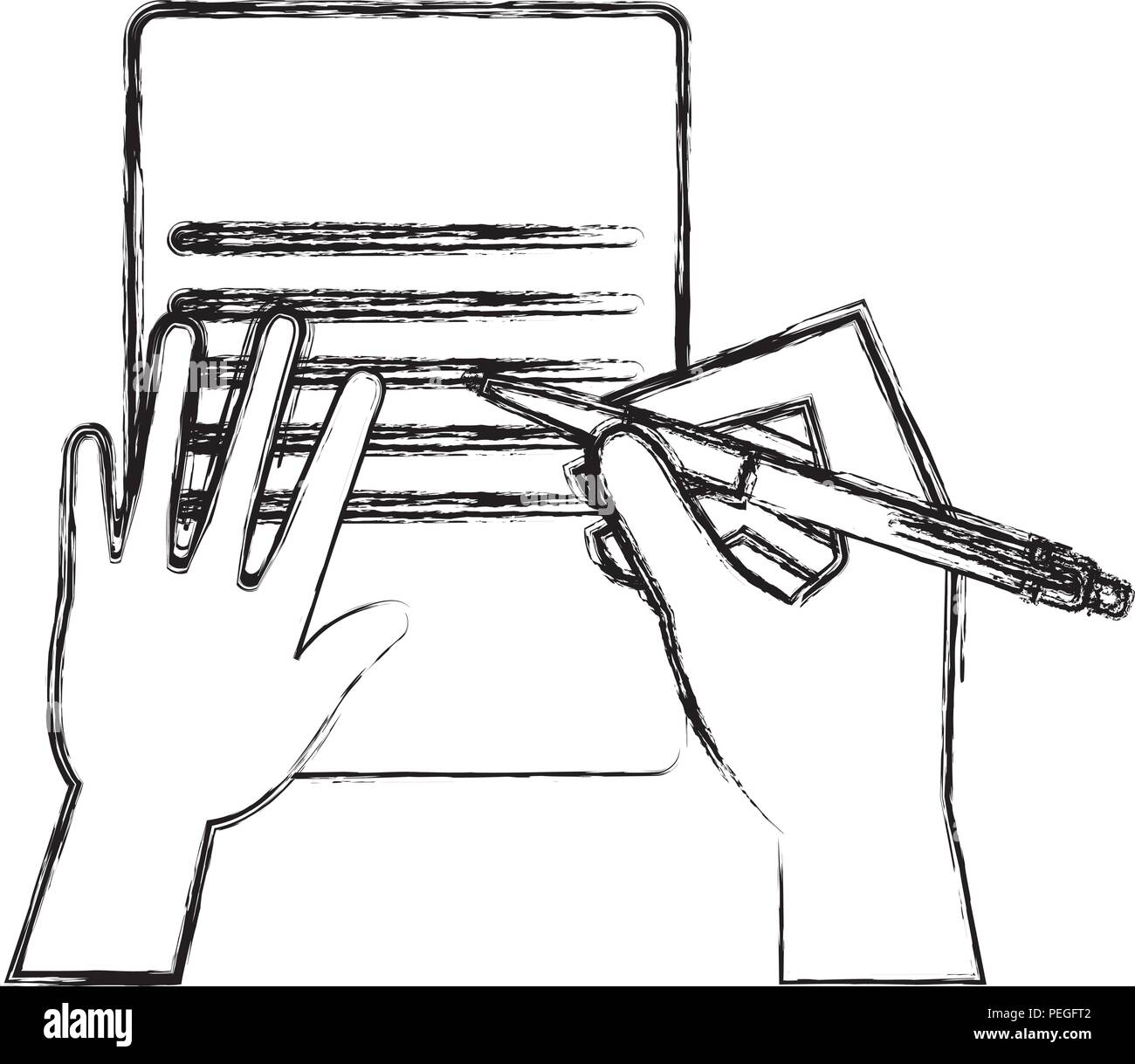 hand writing with pencil in document vector illustration design Stock ...