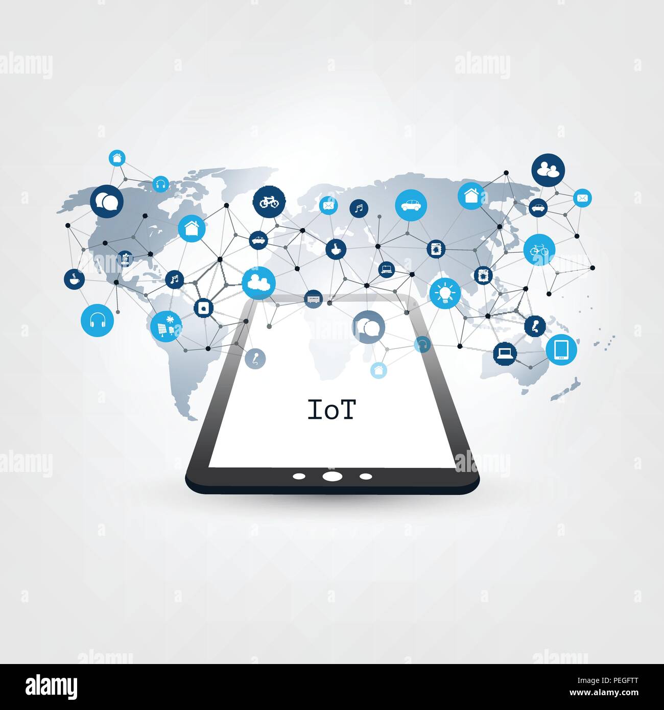 Internet of Things Design Concept with Tablet PC and Icons - Digital ...