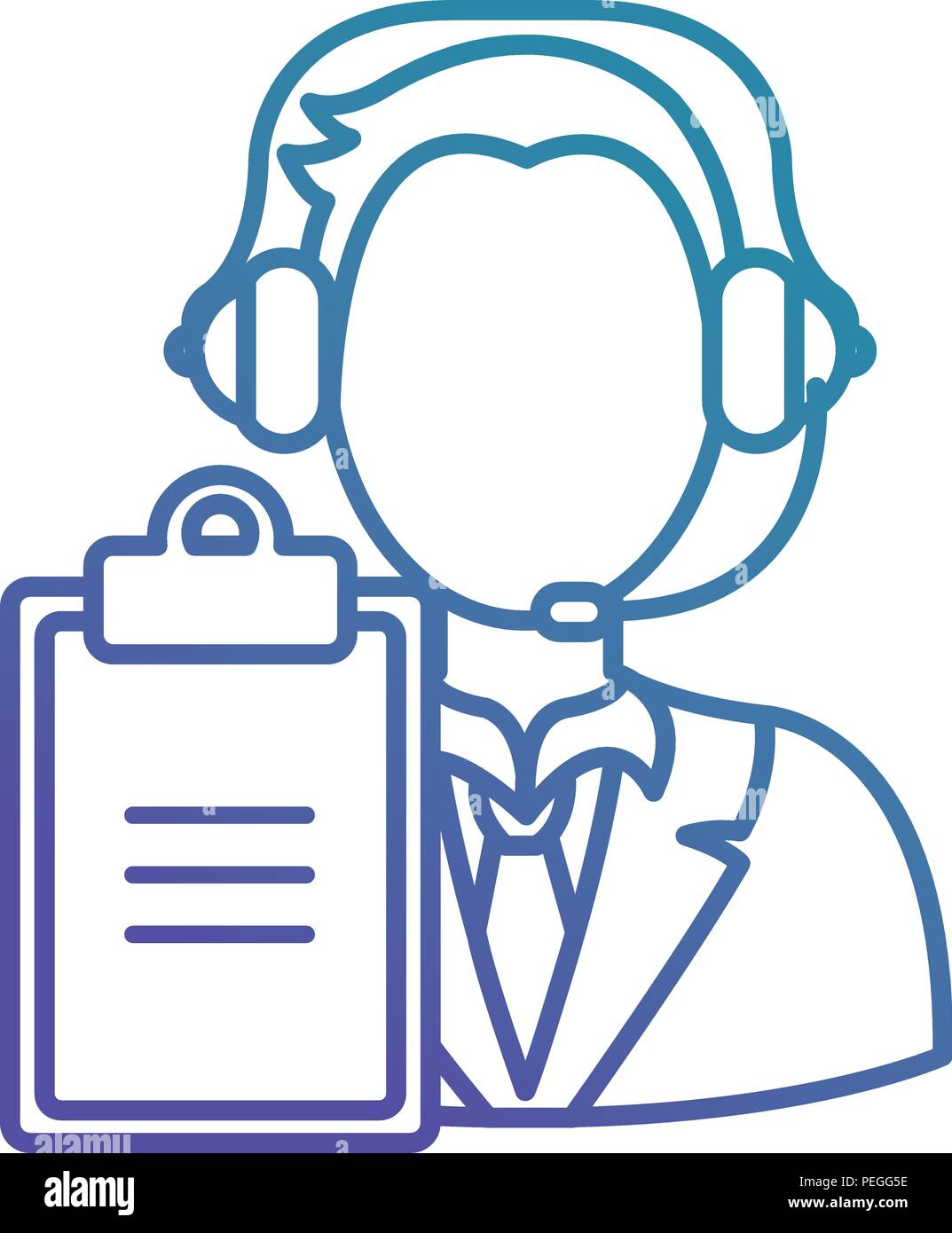 call center agent with headset and checklist vector illustration design ...