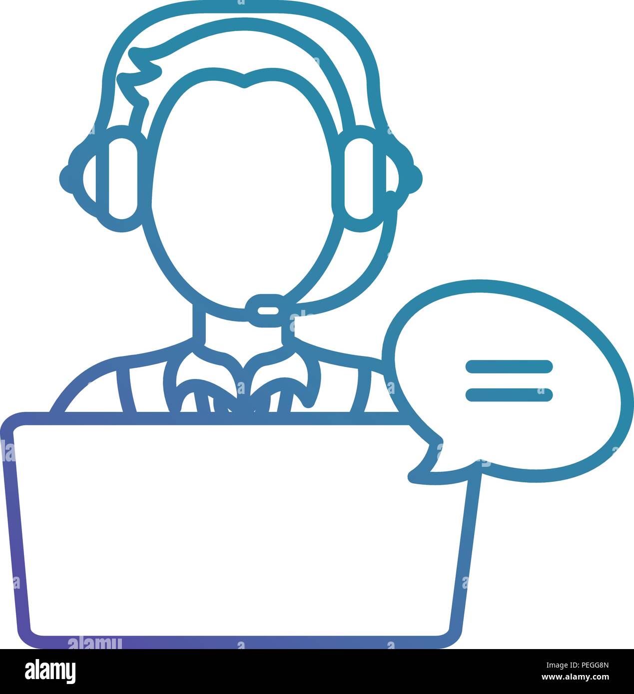 call center agent with headset and laptop vector illustration design ...
