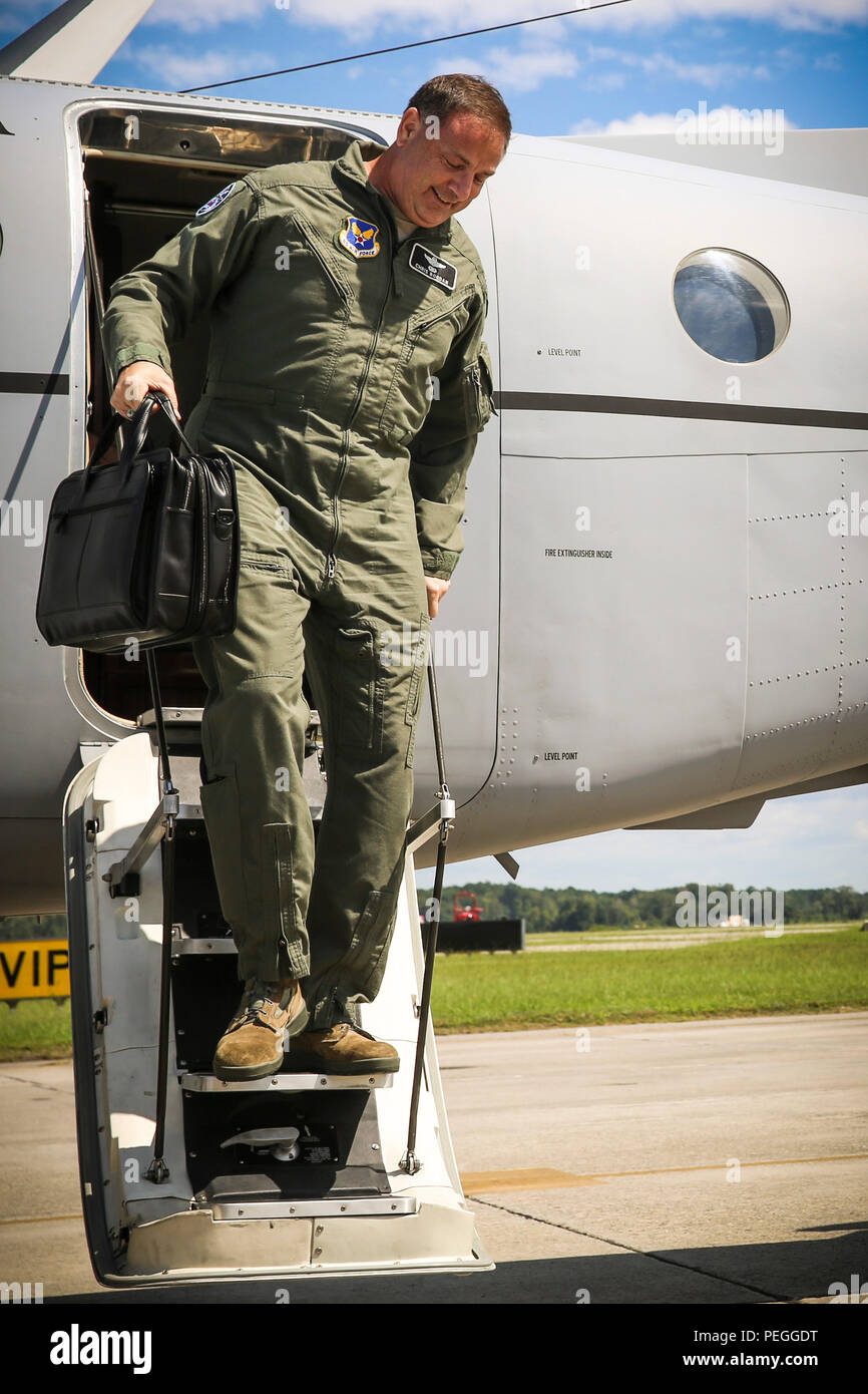Air Force Lt. Gen. Christopher C. Bogdan steps off a C-12 Huron to ...