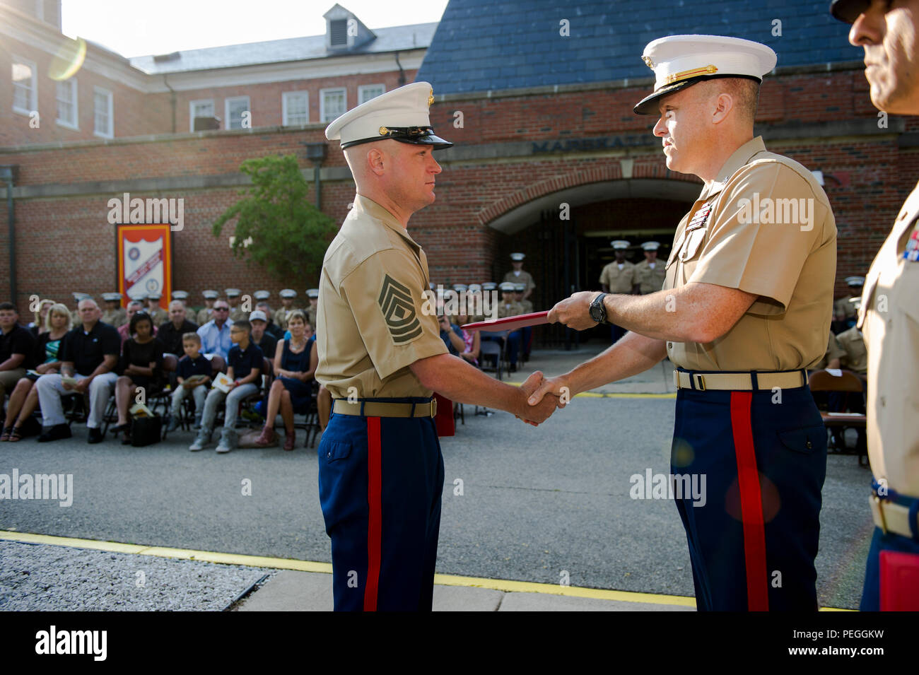 U.S. Marine Corps 1st. Sgt. Joseph Meredith is retired by Marine Corps ...