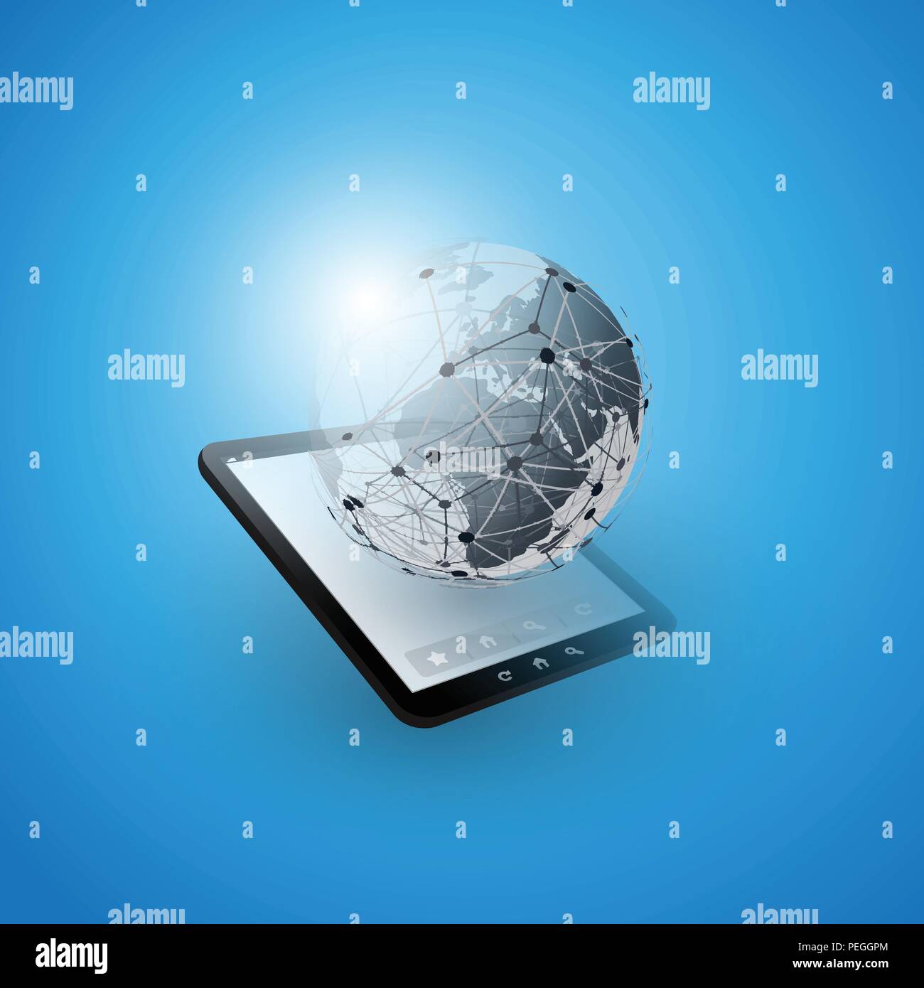 Cloud Computing Design Concept with Earth Globe and Tablet PC - Digital ...