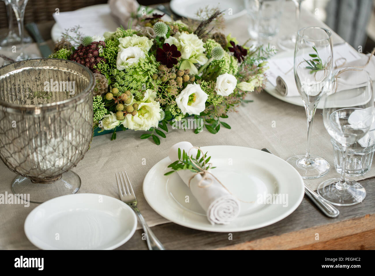 Wedding Banquet or gala dinner. The chairs and table for guests, served ...