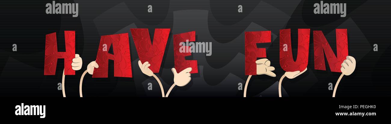 Diverse hands holding letters of the alphabet created the word Have Fun ...