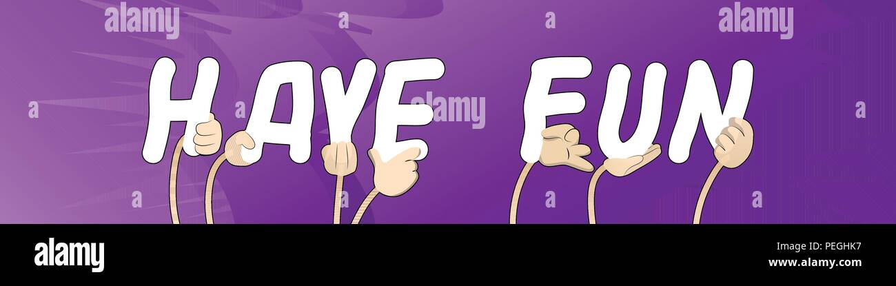 Diverse hands holding letters of the alphabet created the word Have Fun ...