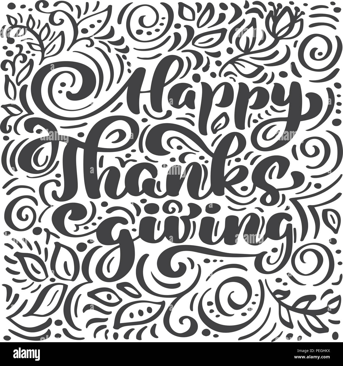 Happy Thanksgiving Calligraphy Text, vector Illustrated Typography ...
