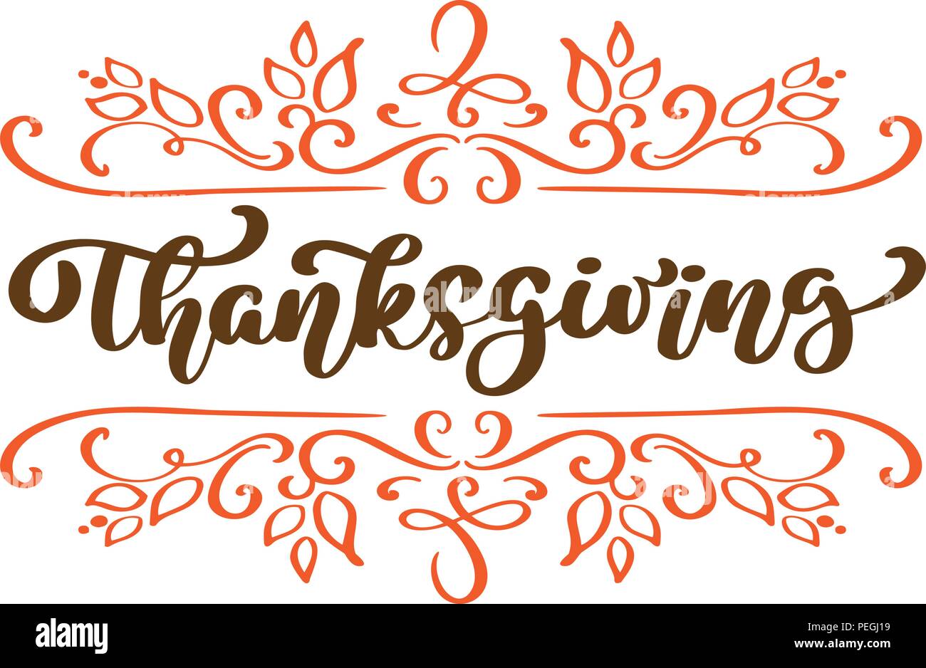 Happy Thanksgiving Calligraphy Text, vector Illustrated Typography ...