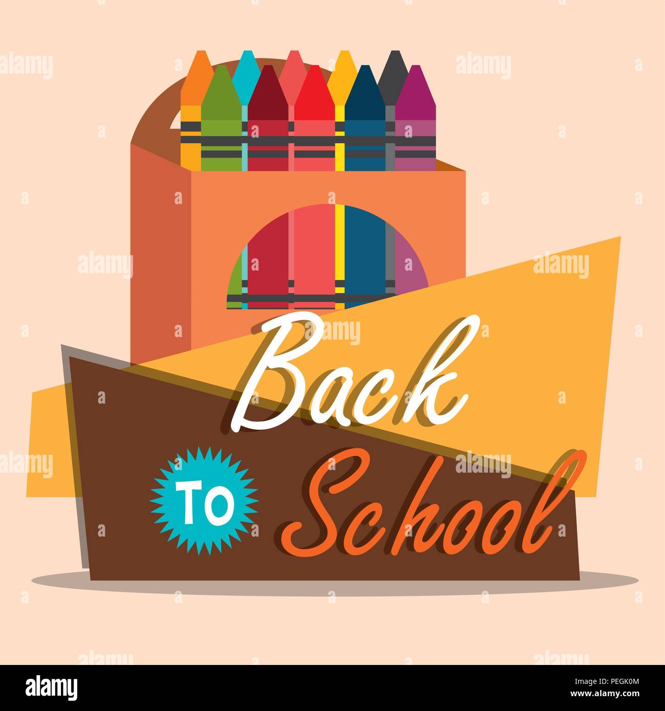 back to school label with colors crayons vector illustration design ...