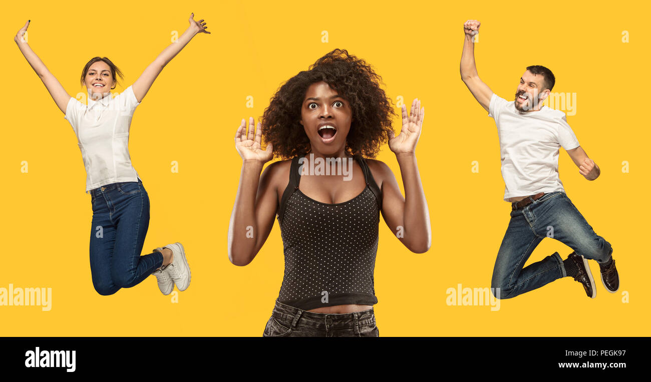 Wow. Beautiful female half-length portrait isolated on gold studio ...