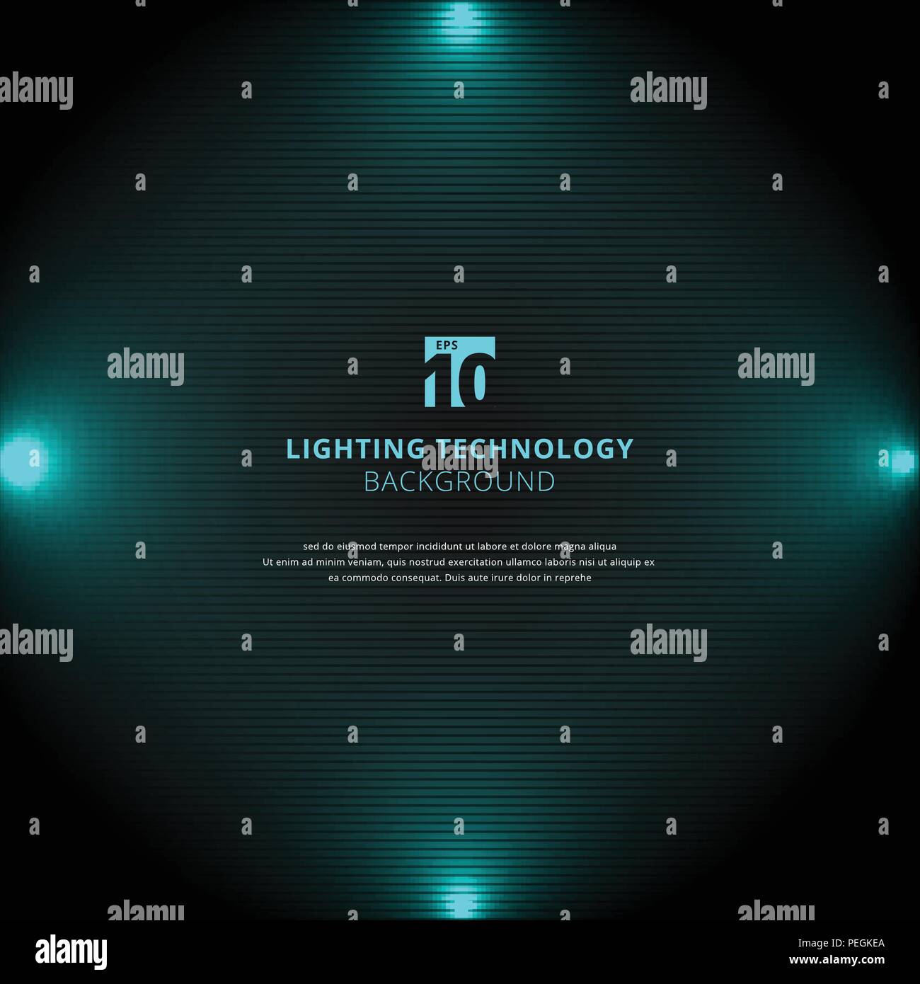 Technology blue lighting glow effect with spotlight on black horizontal ...