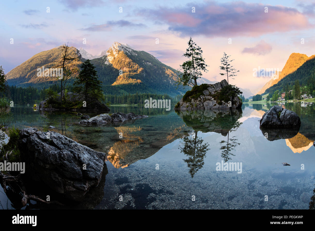 Wonderful sunrise hintersee lake hi-res stock photography and images ...