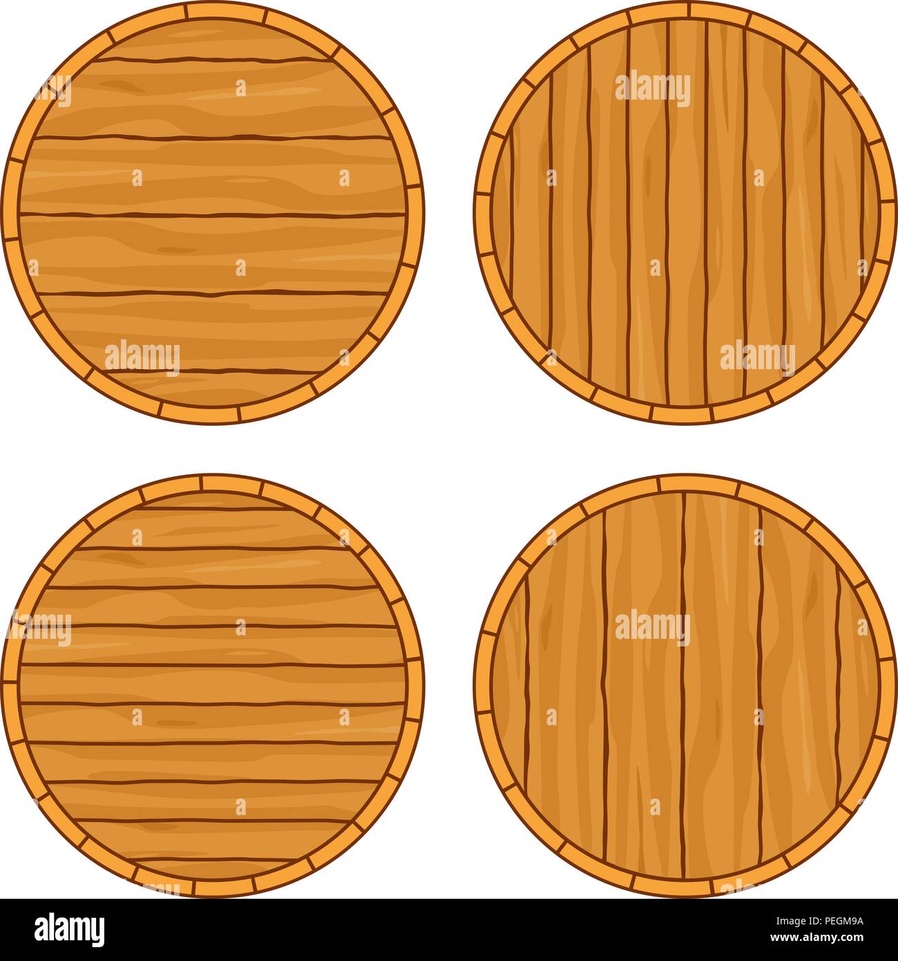 Cartoon barrel top set with copy space. Template for ad sign. Alcoholic ...