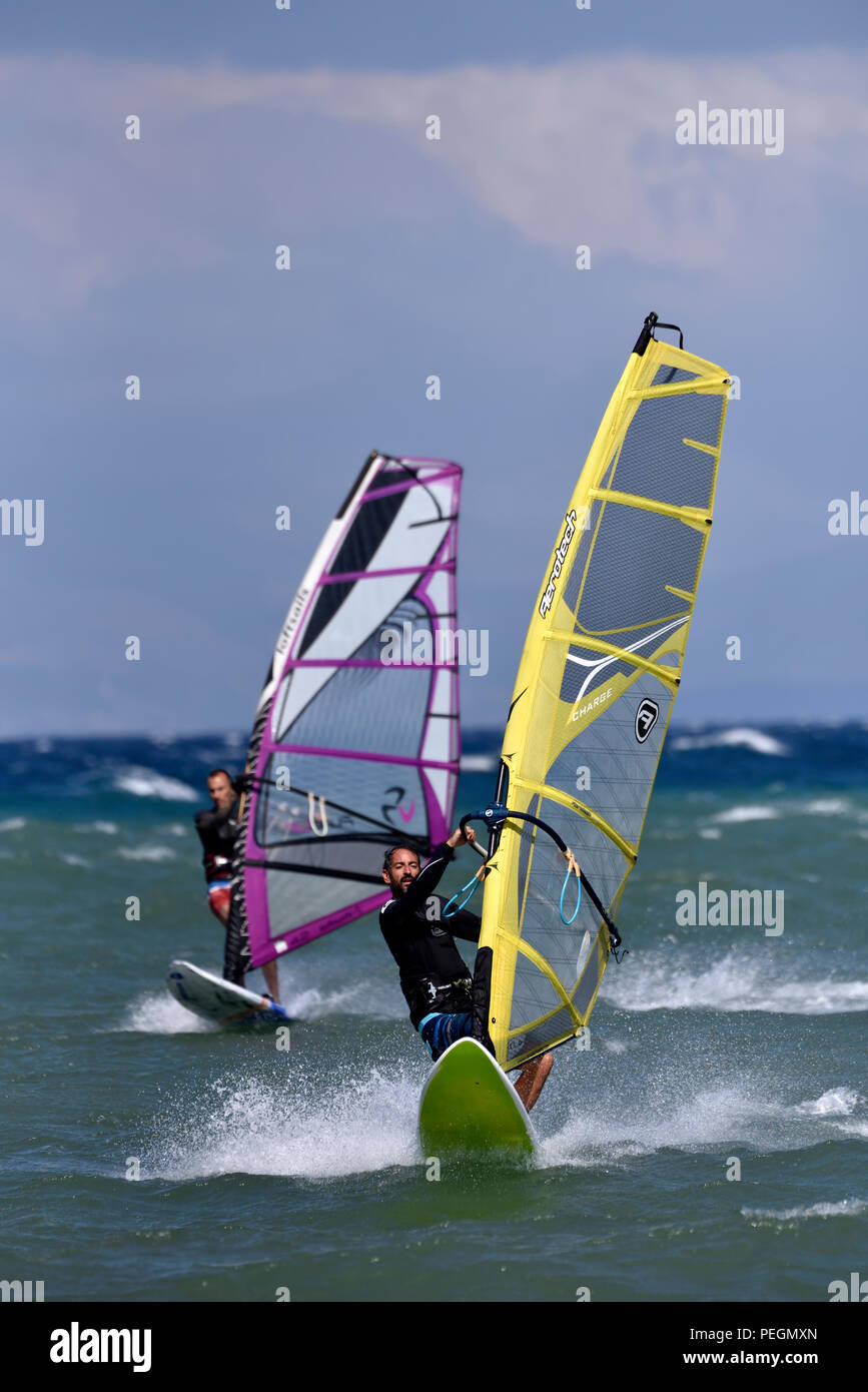 Windsurfing on a windy day Stock Photo - Alamy