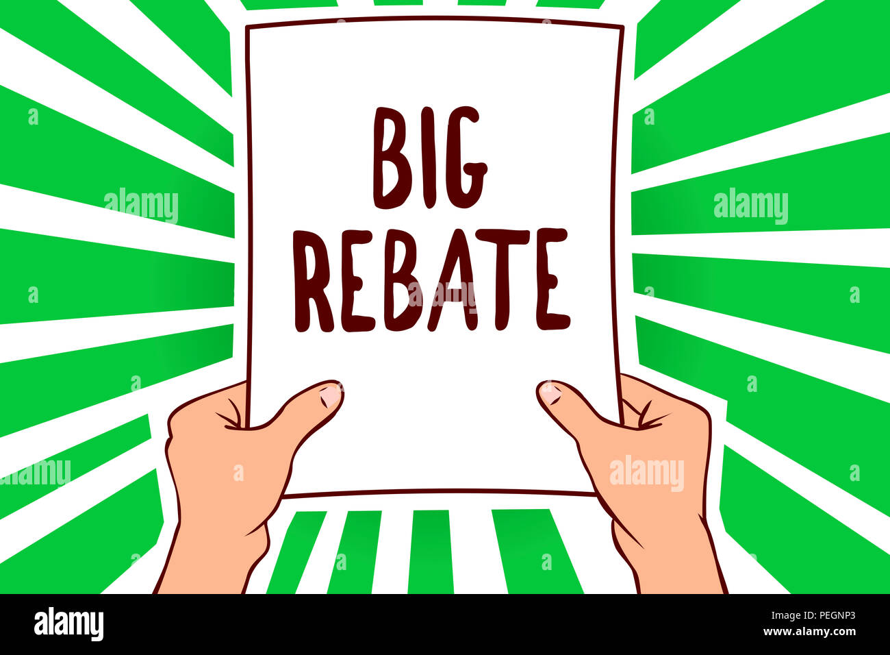 Handwriting text Big Rebate. Concept meaning Huge rewards that can get ...